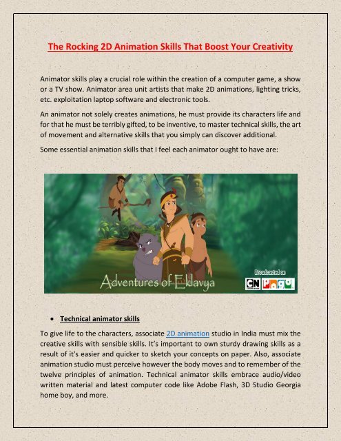 The Rocking 2D Animation Skills That Boost Your Creativity