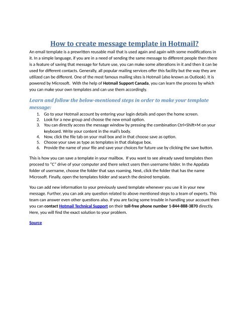 how-to-create-message-template-in-hotmail