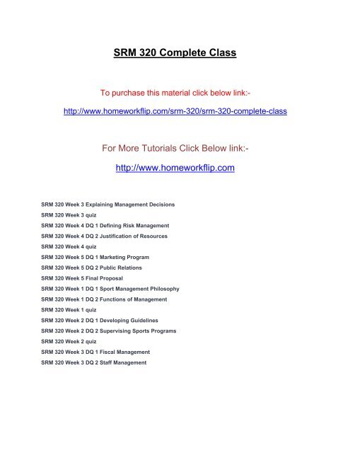 SRM 320 Complete Class