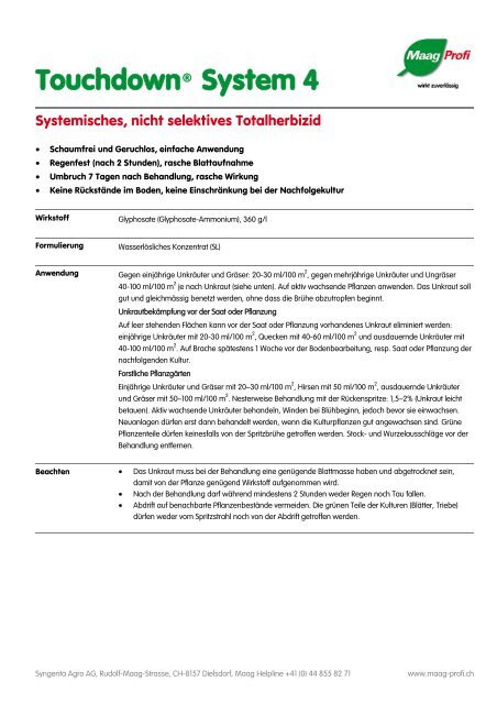 Touchdown® System 4 - Maag Profi