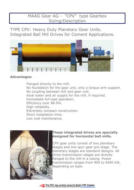MAAG Gear AG - "CPV" type Gearbox Sizing/Description TYPE CPV ...