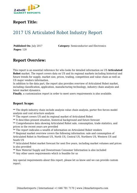 2017 US Articulated Robot Industry Report