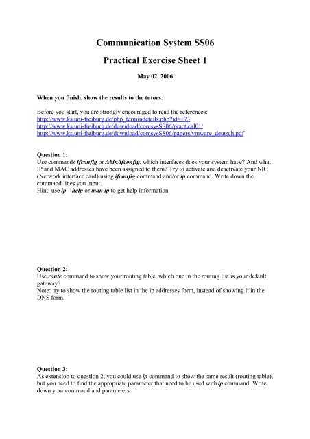 Communication System SS06 Practical Exercise Sheet 1