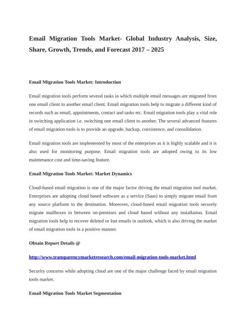 Email Migration Tools Market