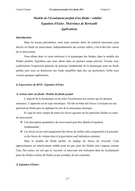 Chapitre 2 Fluide parfait