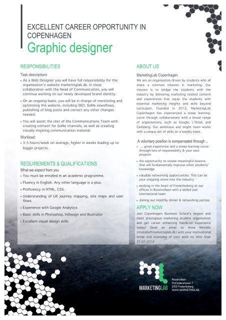 Graphic Designer Job Ad - MarketingLab