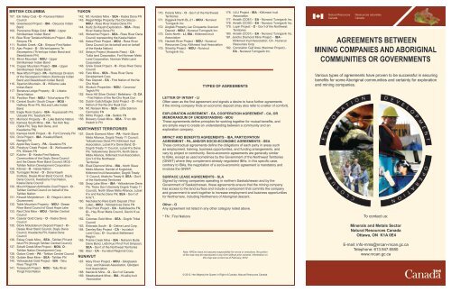 agreements between mining companies and aboriginal ...