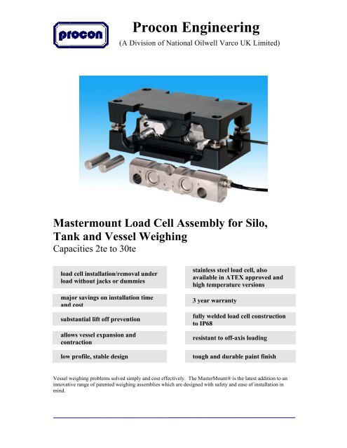 Mastermount Load Cell Assembly for Silo, Tank and Vessel Weighing