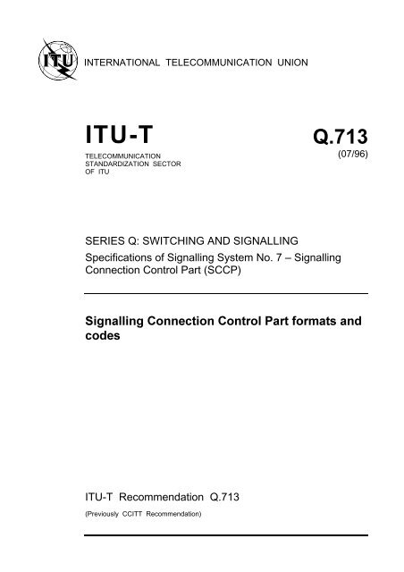 Signalling Connection Control Part formats and codes - Release14