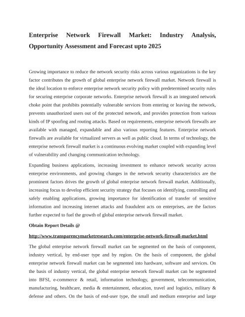 Enterprise Network Firewall Market
