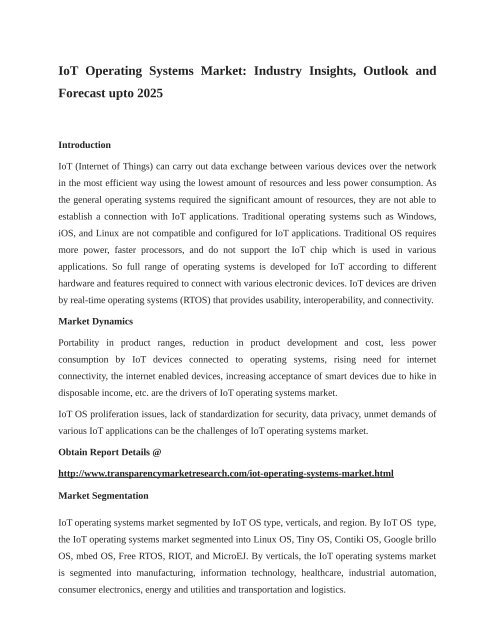 IoT Operating Systems Market IoT Operating Systems Market