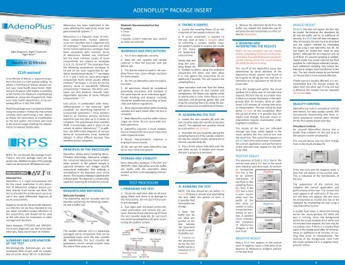 ADENOPLUS™ PACKAGE INSERT - Rapid Pathogen Screening