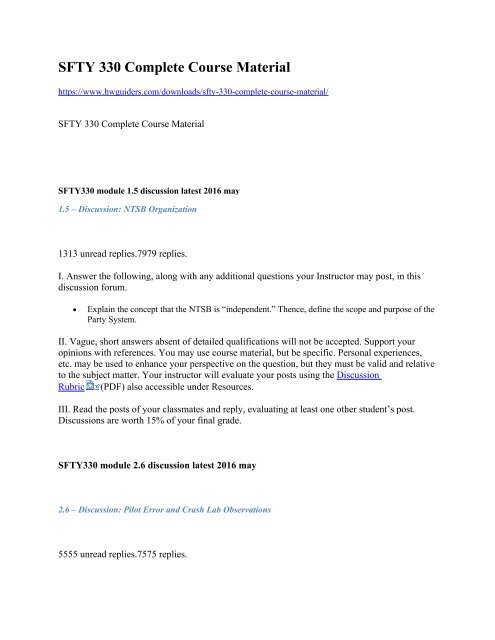 SFTY 330 Complete Course Material