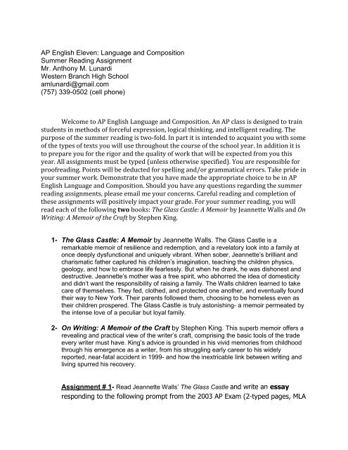 AP English Eleven: Language and Composition Summer Reading ...