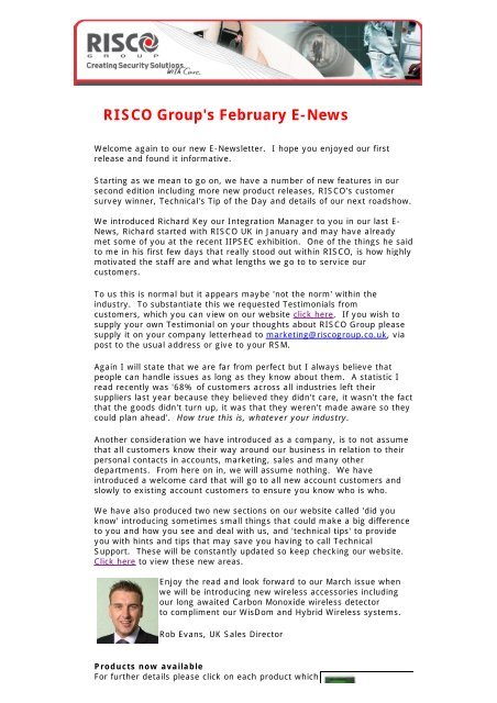 RISCO Group's February E-News