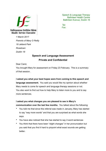 Slt Sample Assessment Letter Plain English