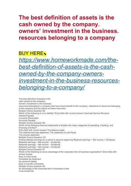 The Best Definition Of Assets Is The Cash Owned By The Company Owners the-best-definition-of-assets-is-the-cash-owned-by-the-company-owners