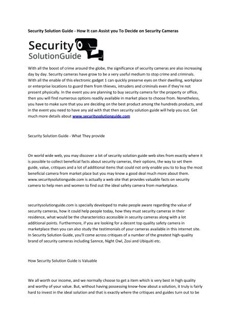 8 Security Solution Guide