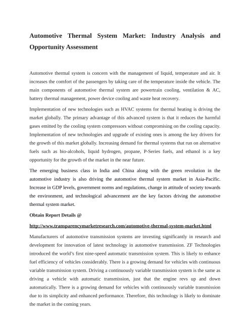 Automotive Thermal System Market