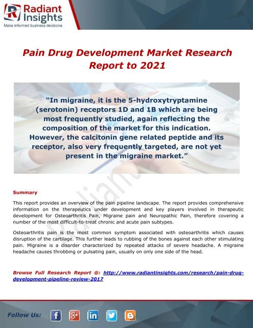 Pain Drug Development Growth, Analysis, Regions and Type to 2021 by ...