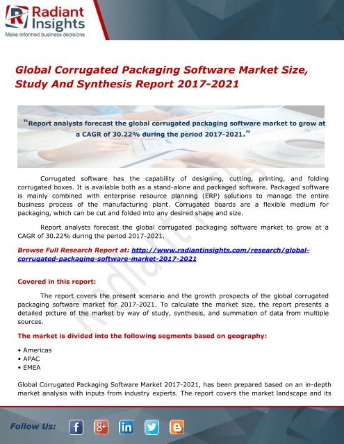 Global Corrugated Packaging Software Market Size, Study And Synthesis ...