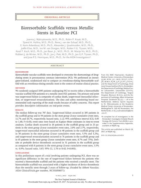 Bioresorbable scaffolds