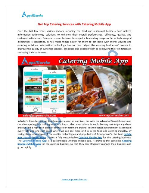 Get Top Catering Services with Catering Mobile App
