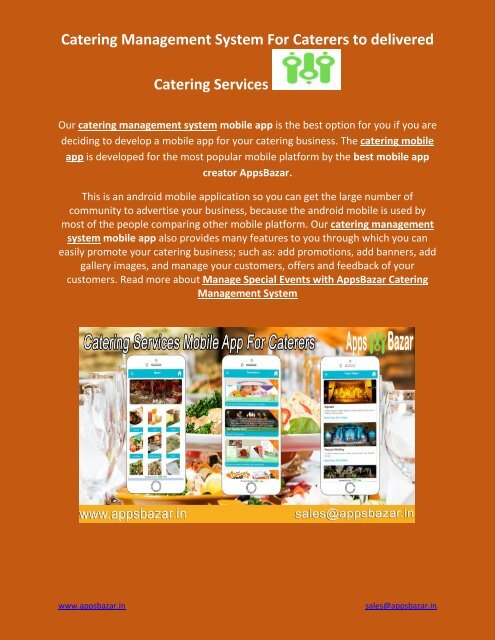 Catering Management System For Caterers to delivered Catering Services