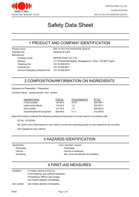 nax ULTRA #10 HARDENER (QUICK)_IN_SDS