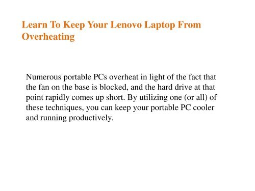Learn To Keep Your Lenovo Laptop From Overheating