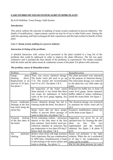 Case studies in steam system auditing