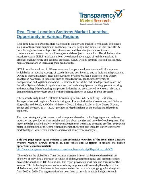 Real Time Location Systems Market