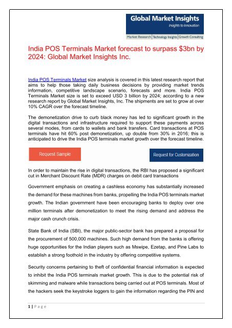 India POS Terminals Market with shipments of over 300 thousand units by ...