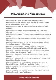 Good ideas for MBA capstone projects