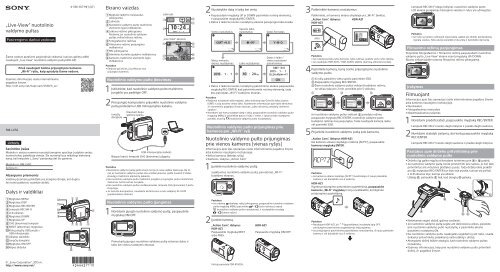Sony RM-LVR2 - RM-LVR2 Guide de mise en route Lituanien