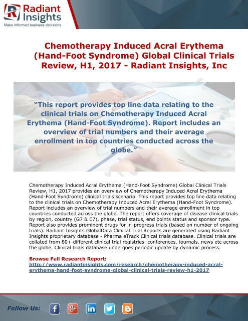Chemotherapy Induced Acral Erythema (Hand-Foot Syndrome) Global ...