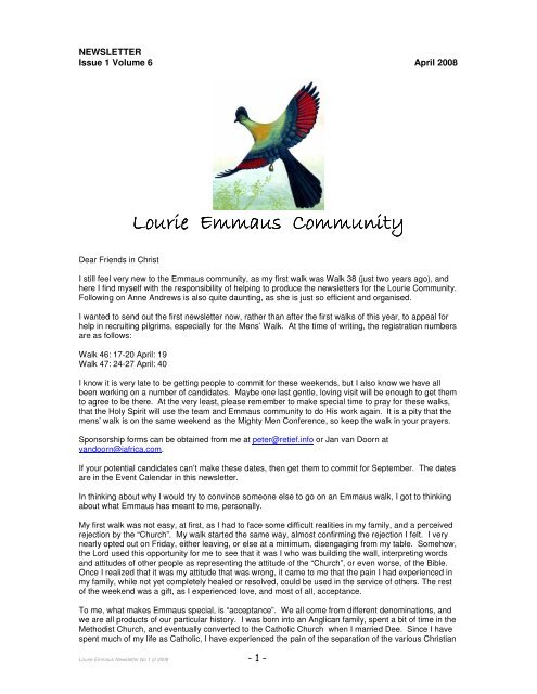 Lourie Emmaus Board - Peter Retief's Home Page