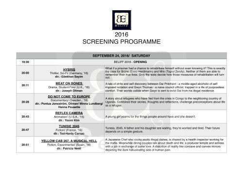 BELIFF 2016 Screening Programme