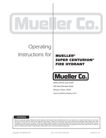 mueller® super centurion® fire hydrant with aquagrip ... - Mueller Co.