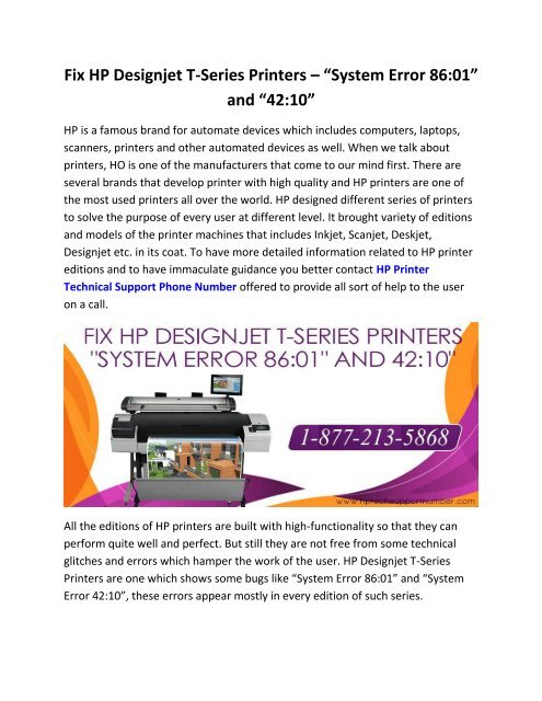 Fix HP Designjet T-Series Printers System Errors