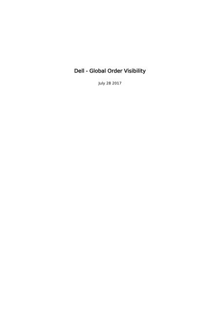 Dell - Global Order Visibility