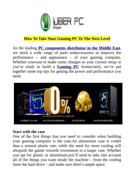 How To Take Your Gaming PC To The Next Level