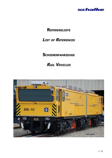 referenzliste list of references schienenfahrzeuge rail vehicles