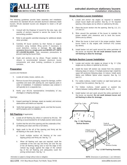 extruded aluminum stationary louvers installation instructions