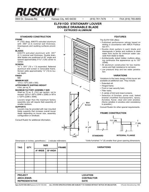 ELF811DD Stationary Louver Double Drainable Blade