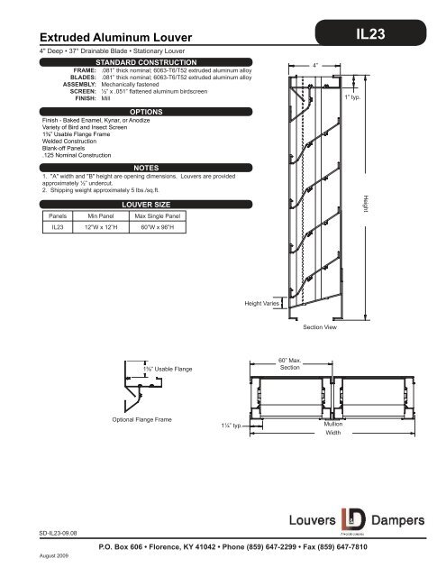 IL23 Extruded Aluminum Louver - Louvers & Dampers