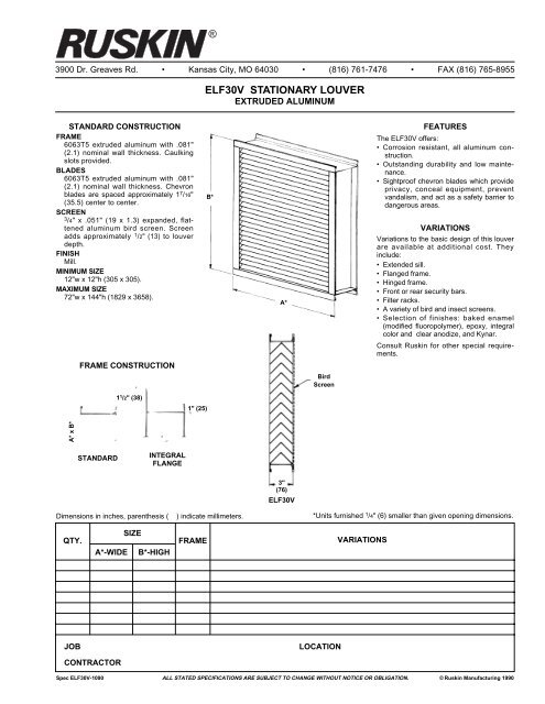 ELF30V Stationary Louver