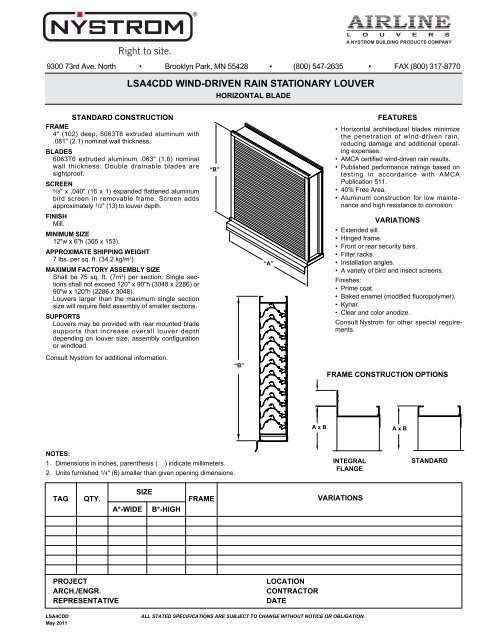 LSA4CDD WIND-DRIVEN RAIN STATIONARY LOUVER Right to site.