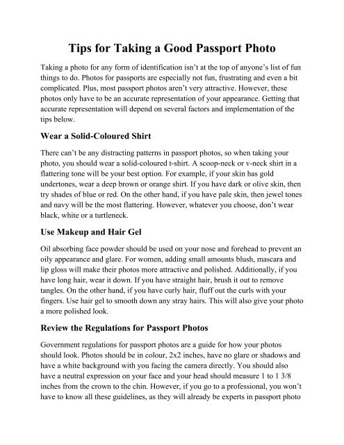 Tips for Taking a Good Passport Photo