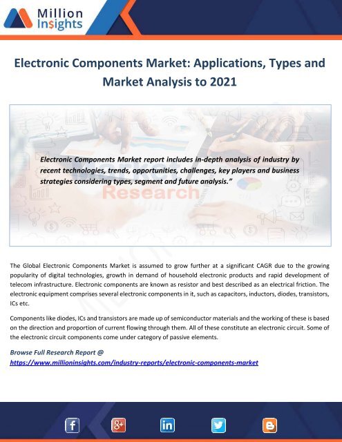 Electronic Components Market Applications, Types and Market Analysis to ...